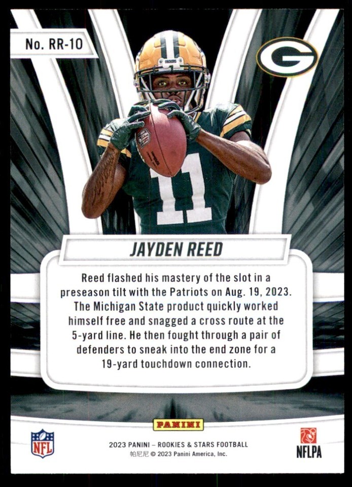Jayden Reed 2023 Rookies & Stars ROOKIE RUSH Green Bay Packers #RR-10 ...