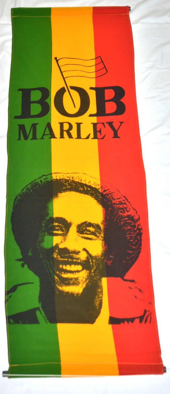 Bob Marley Free Hanging Polyester Wall Banner Flag with Top and Bottom ...