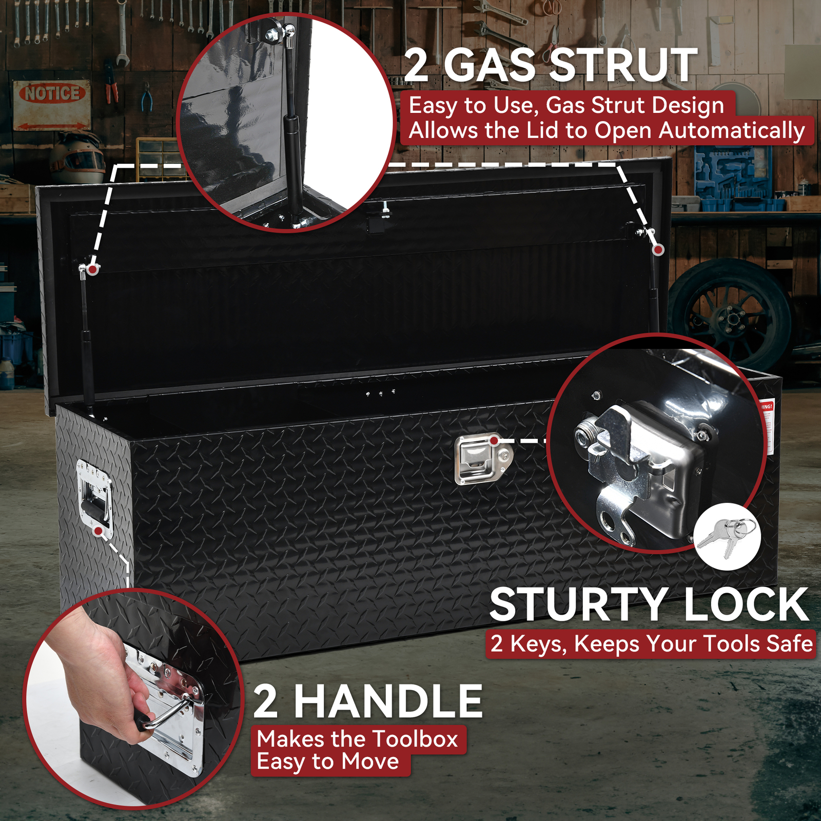 TAUS 49"X15"X15" Aluminum Heavy Duty Pickup Truck Bed Storage Tool Box ...