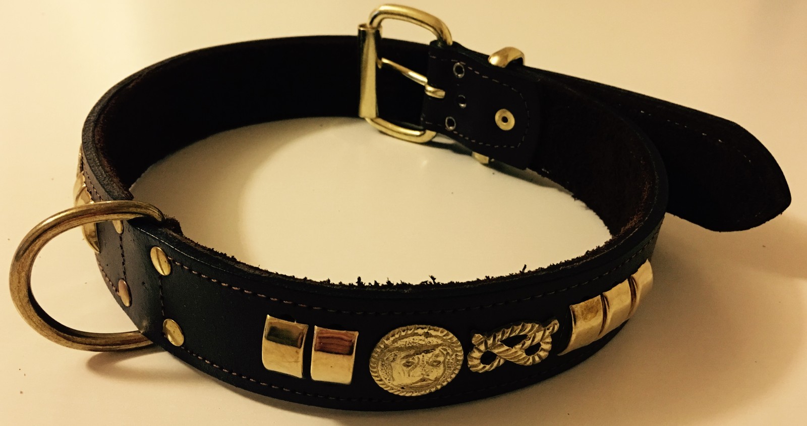 DOG COLLAR STAFFORDSHIRE/STAFFY-BULL TERRIER REAL LEATHER DOG COLLAR -1 ...