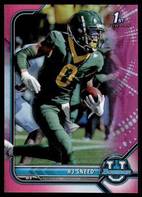 RJ Sneed 2021 Bowman University Football # 72 1st Pink Refractor Baylor ...