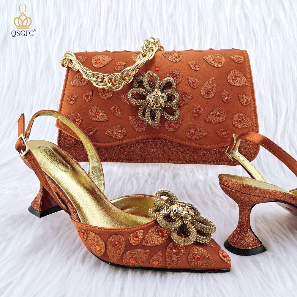 Women Classic Style Hand Bag Matching High Heels Wedding Party Shoe and ...