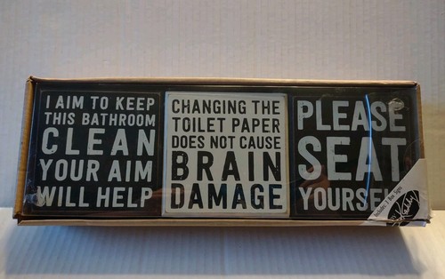 Funny 3 Pack Wooden Block 4" Signs For Bathroom (Open Box) | eBay