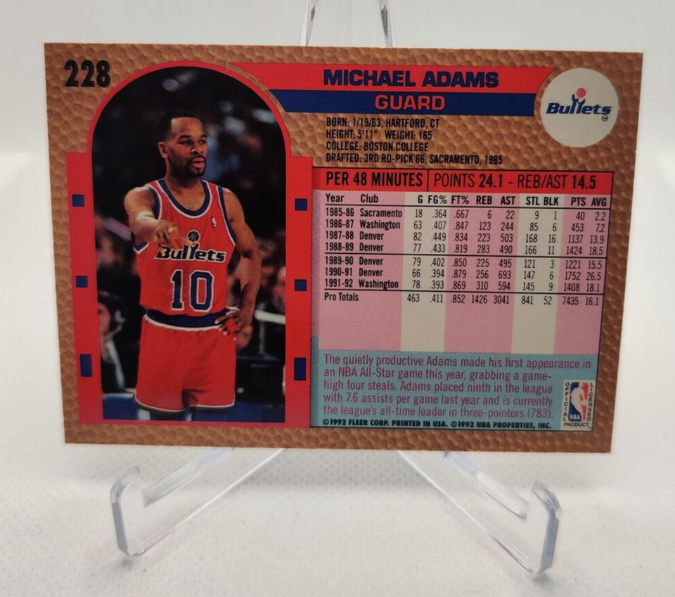 1992-93 Fleer Michael Adams Washington Bullets #228 | eBay