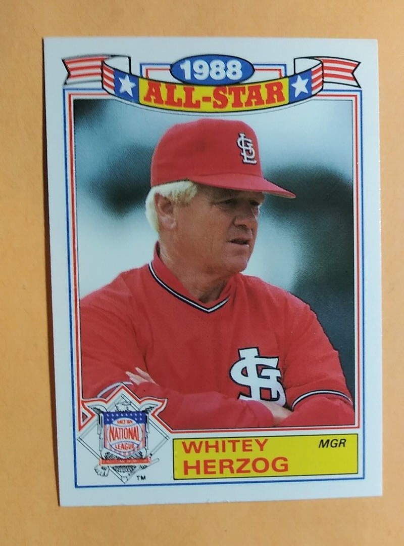 1988 Topps All-Star Baseball Card Whitey Herzog St. Louis Cardinals #12 ...