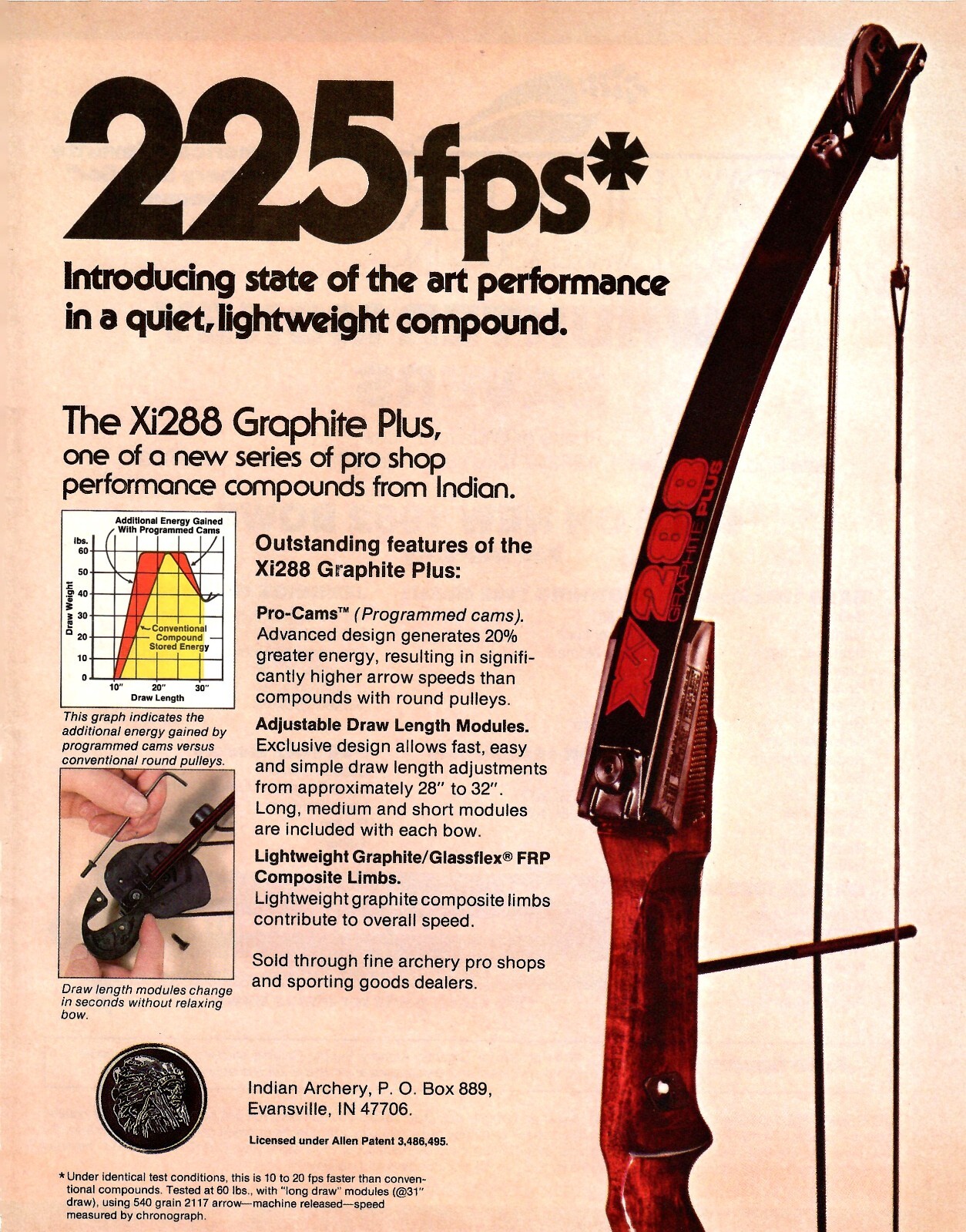VINTAGE 1982 XI INDIAN ARCHERY COMPOUND BOW HUNTING PRINT AD | eBay