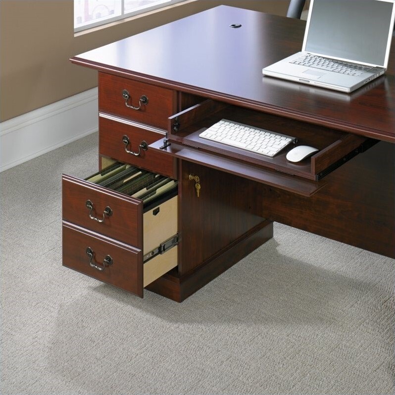 Sauder Heritage Hill Engineered Wood Large Executive Desk in Classic ...