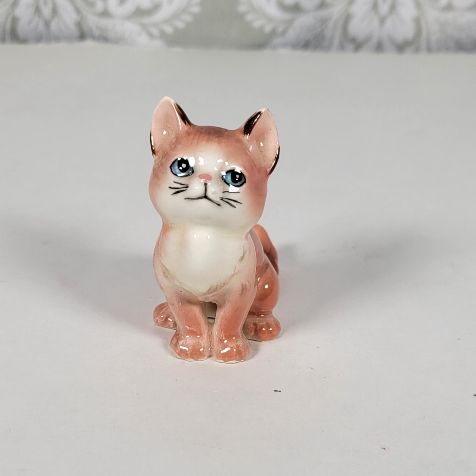 Vintage Ceramic Cat Golden Brown Tiger Tabby Cat Figurine, Grumpy Side ...