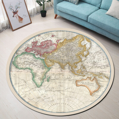 Ancient Map of the World Pattern Area Rugs Bedroom Living Room Round ...