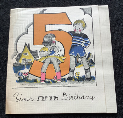 Vintage Five-Year-Old Birthday Greeting Card 1940s WW2 Era | eBay
