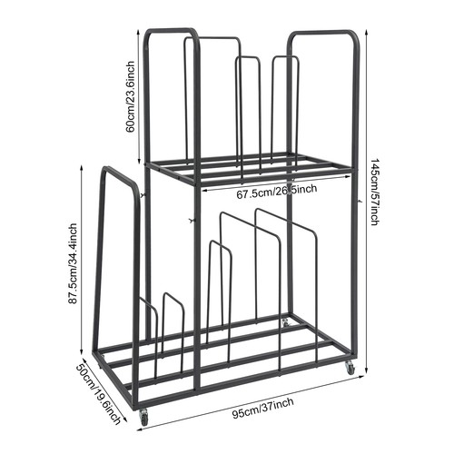 2 Tier Art Canvas Storage Rack with 4 Wheels Display Stand for Painting ...
