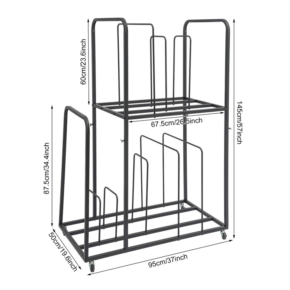 2 Tier Art Canvas Storage Rack with 4 Wheels Display Stand for Painting ...