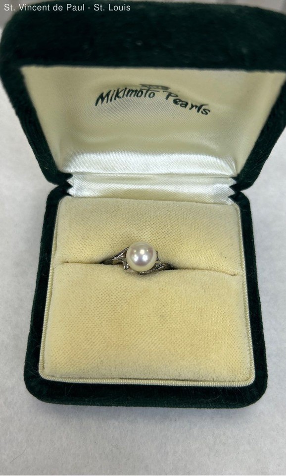Vintage Mikimoto Estate Akoya Pearl Ring Sterling Silver M.S. Size 5 W ...