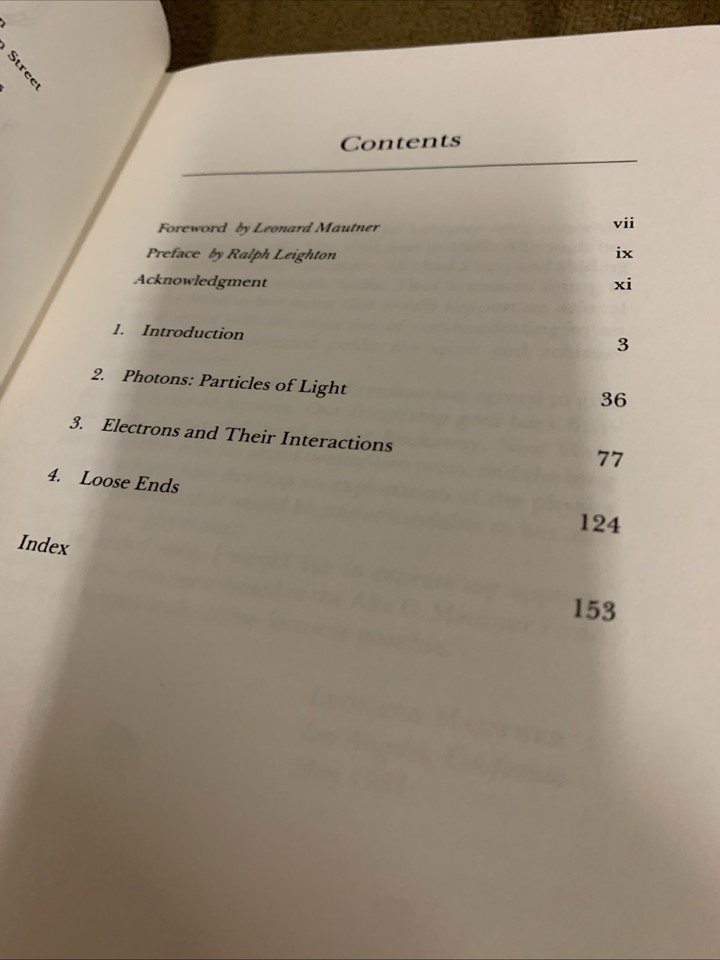 Qed Strange Theory Of Light Matter 1985 Richard Feynman 1st Edition JPL ...