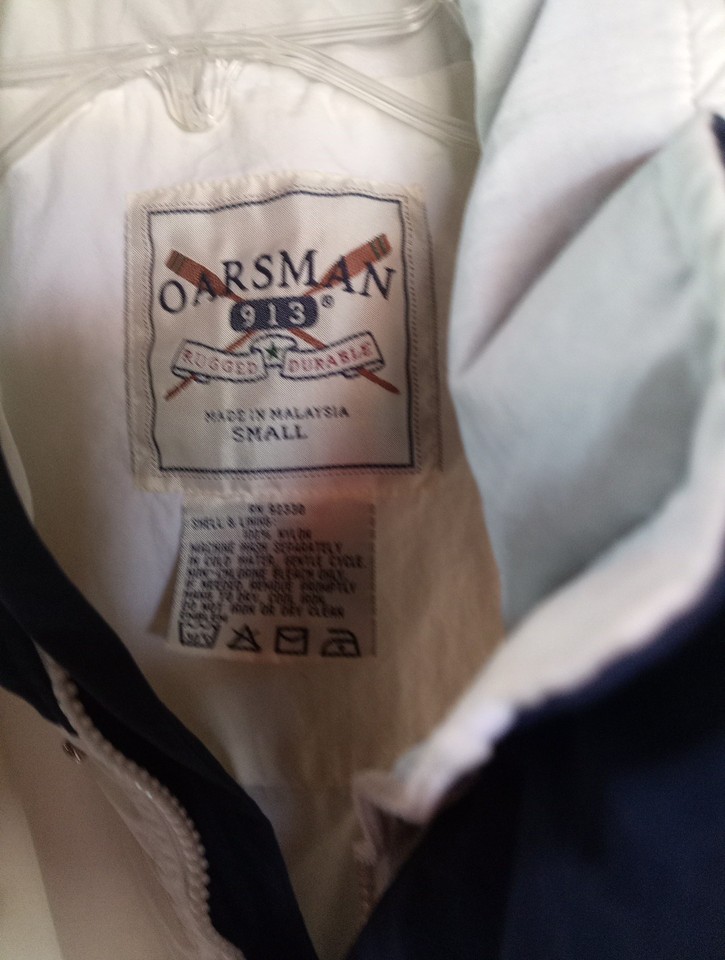 Vintage Oarsman 913 White Full Zip Hidden Hood Coat Jacket Sz S | eBay