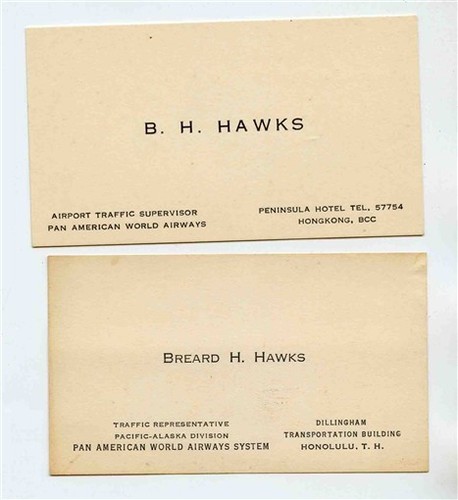 Breard H Hawks Pan American World Airways System Cards Honolulu Hongkong | eBay