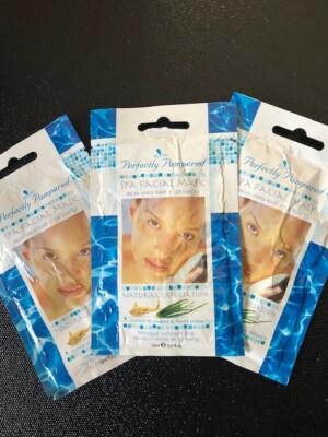 NEW!~3 Perfectly Pampered Spa Facial Mask~Natural Exfoliation~Aloe Vera ...