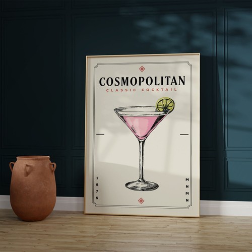 Cosmopolitan - Minimalist Cocktail Poster No Frame, Drink Poster | eBay