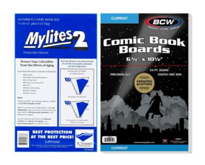 100 Mylite 2 Mil Mylar Comic Book Bags (Modern/Current) and BCW Boards Acid Free | eBay
