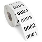 Roll of 0001-1000 Consecutive Inventory Number Stickers for Labeling, 1 ...