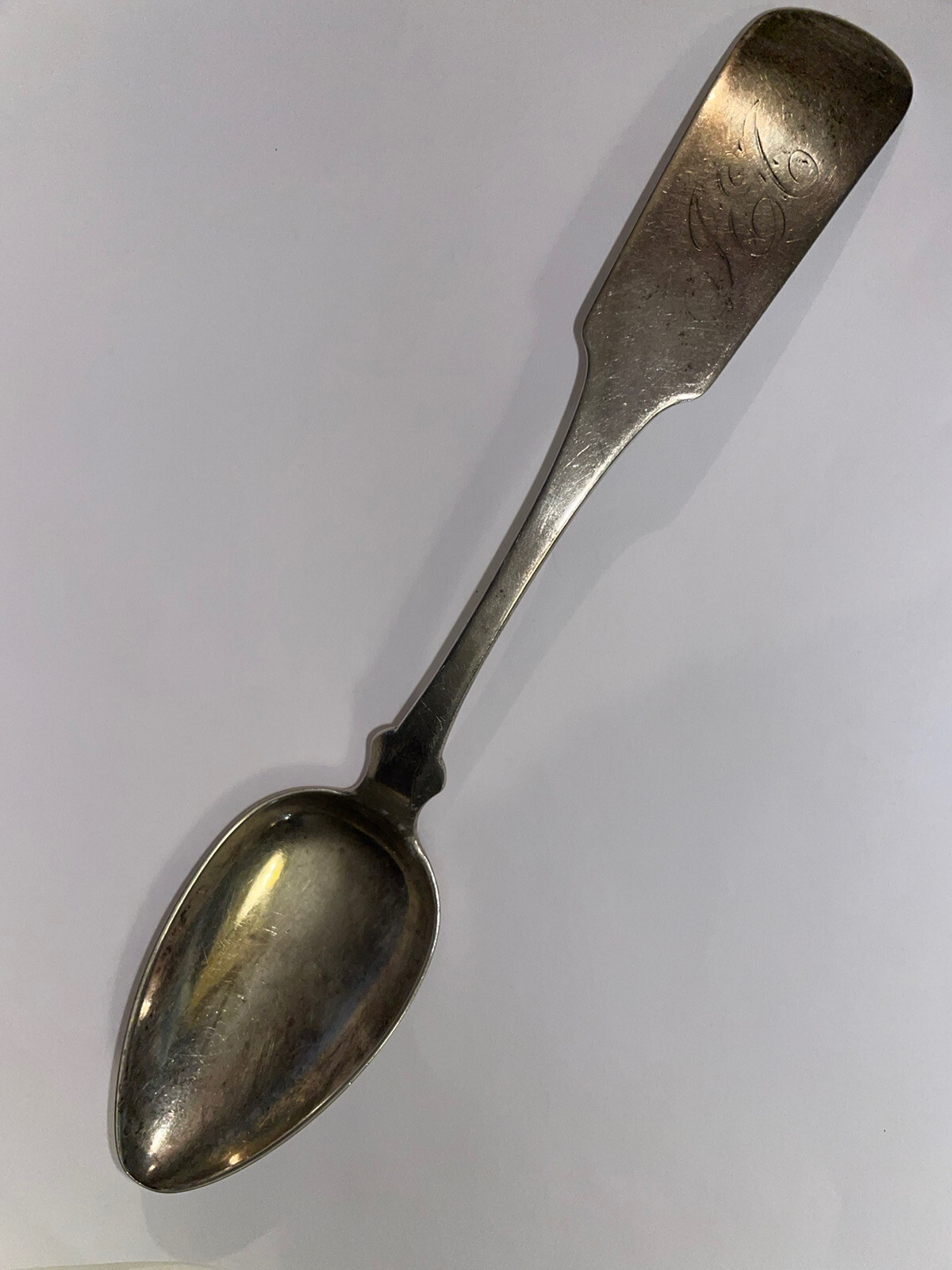 VTG Coin Silver Serving Fiddleback Spoon Bowl By E. Cook MONO 65g 9 1/4 ...