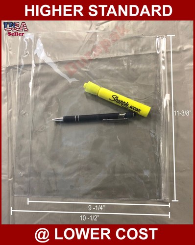 20~ 9-1/4x11-3/8" Clear PVC Soft Pouch Slider Three Holes for ...