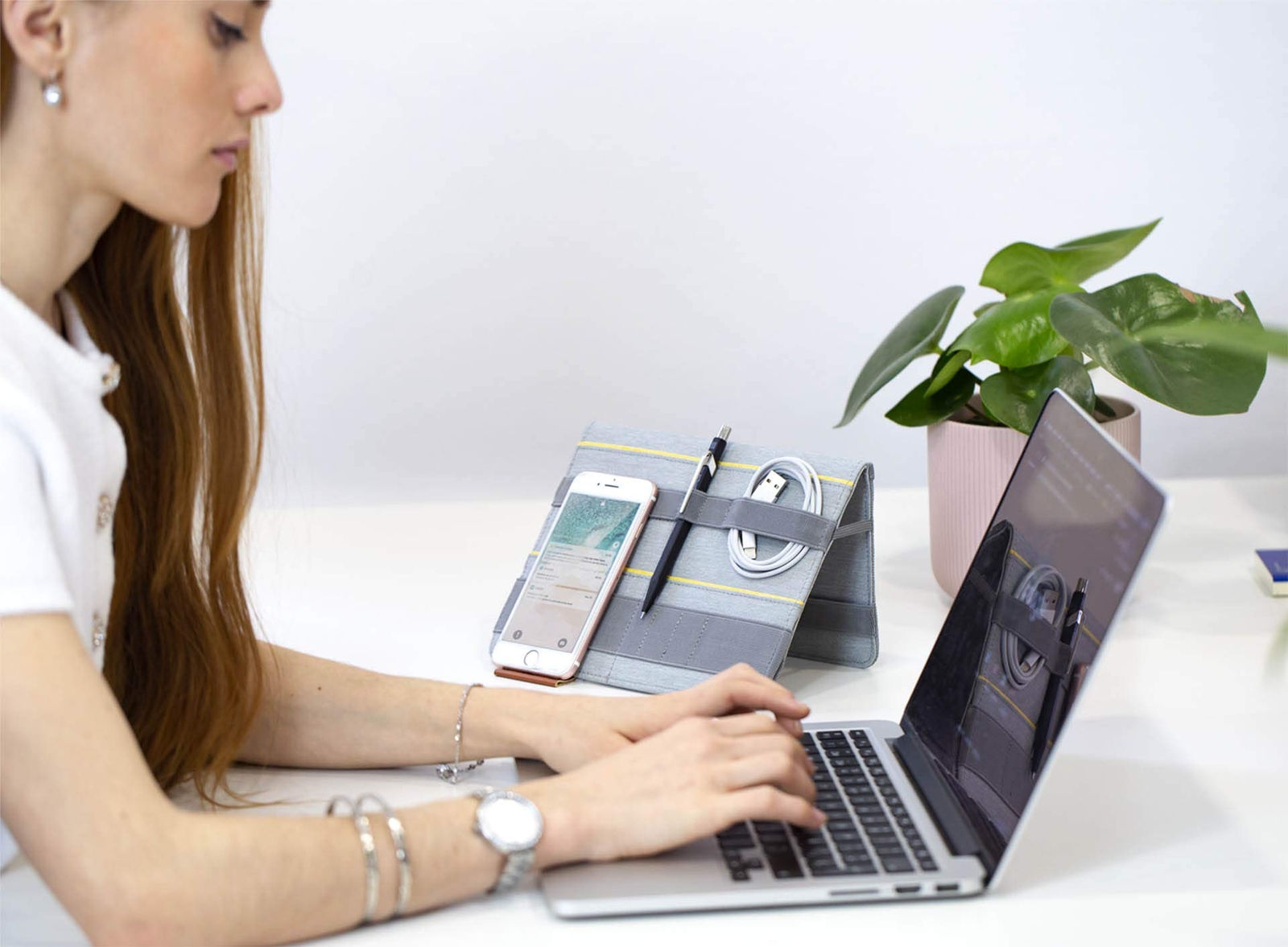 Fold Portable Tech Organizer Attachable To Your Devices | Desk Sleeve ...