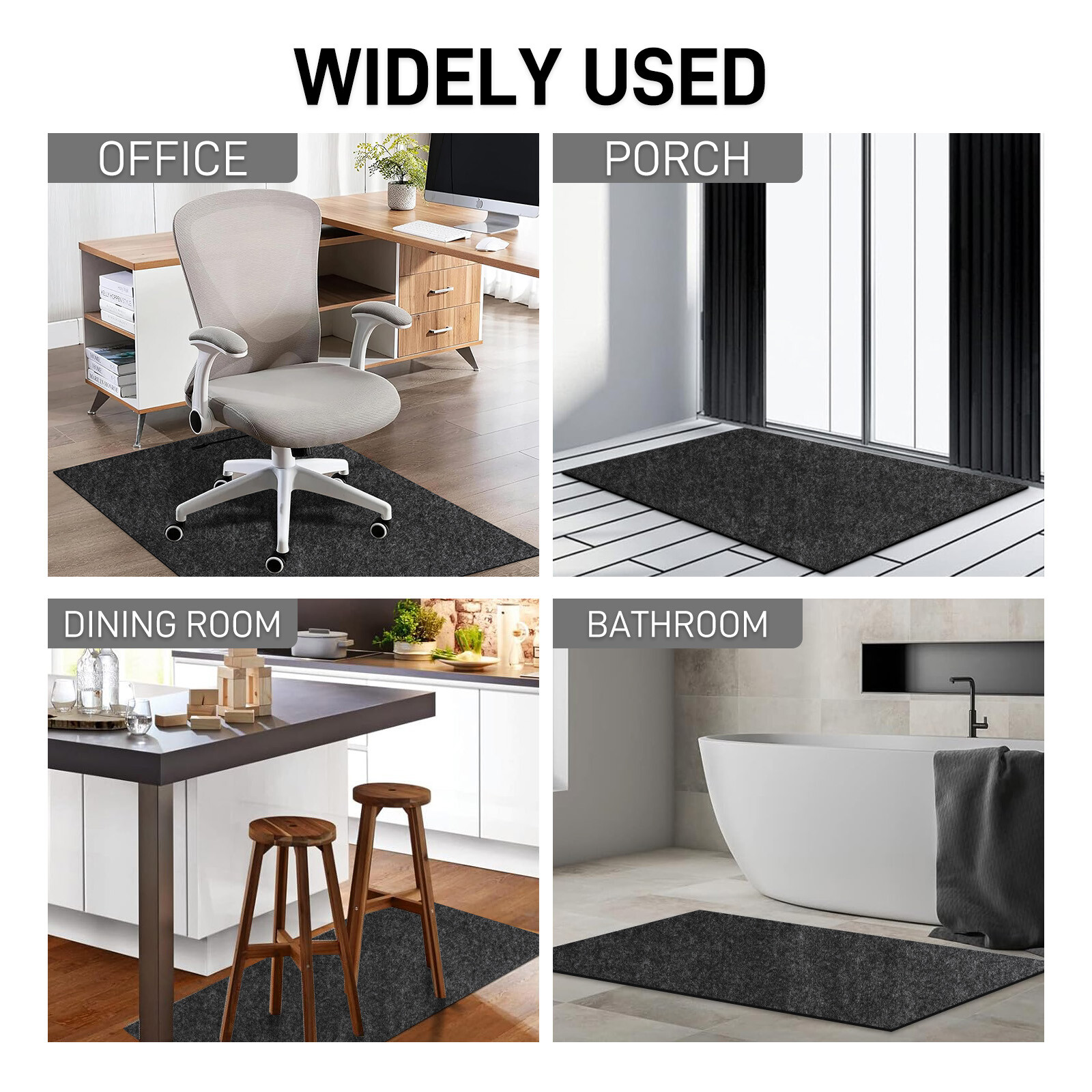 100CM X 180CM Anti-Slip Gray Office Chair Mat Computer Desk Floor ...