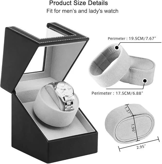 Automatic Rotation Single Watch Winder Box Leather Storage Display Case ...