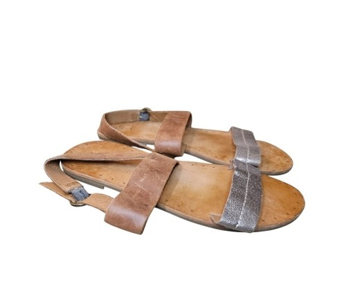 Frye Ally 2 Band Metallic Bronze Leather Ankle Strap Sandals Size 9.5 ...