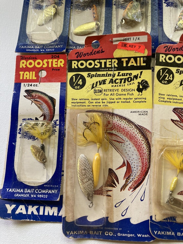Wordens Rooster Tail Spinners NOS.Vintage in original packaging and ...