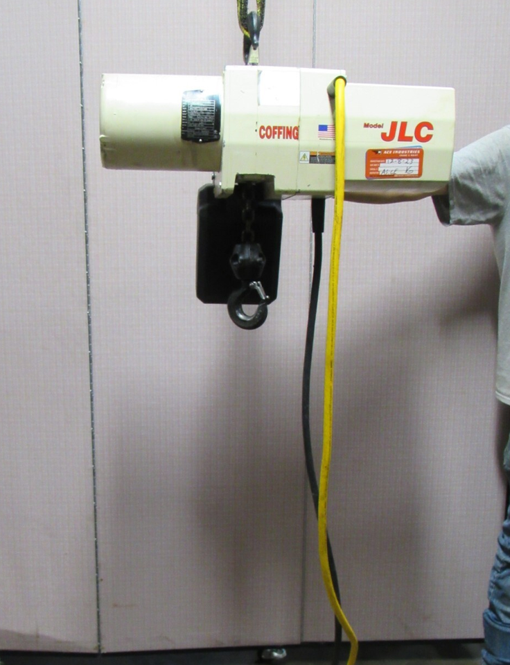 COFFING ELECTRIC JLC0516 CHAIN HOIST 1/4 T TON 460V 3PH 20' FT DROP W ...