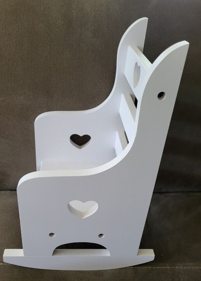 White Wooden Doll Rocker 11in T x 8"D x 7"W | eBay