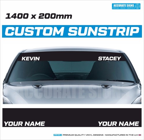 Custom Sunstrip His and Her names Personalised text 1400 x 200mm car ...