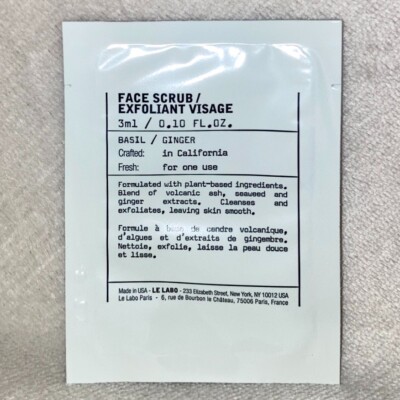 Le Labo Face Scrub in Basil / Ginger Sample Packet .1oz, 3ml | eBay