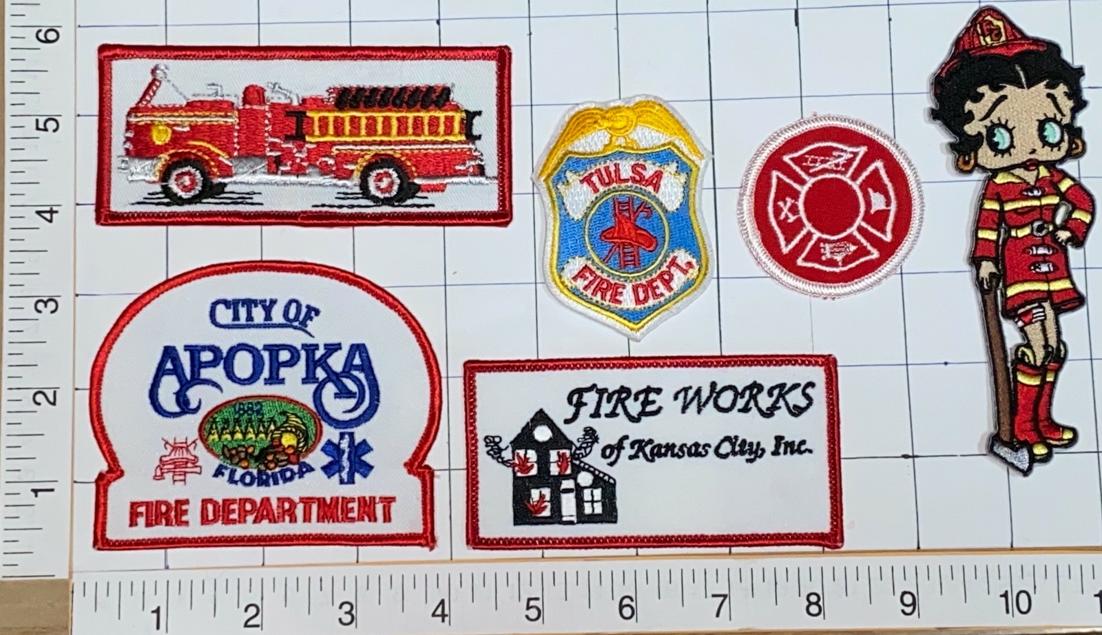 6 RARE TULSA APOPKA KANSAS CITY FIRE FIGHTING DEPARTMENT RESCUE SQUAD ...