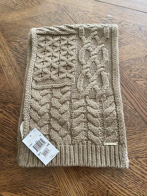 Michael Kors Patchwork Cable-Knit Muffler Scarf Tan New/ Tags | eBay