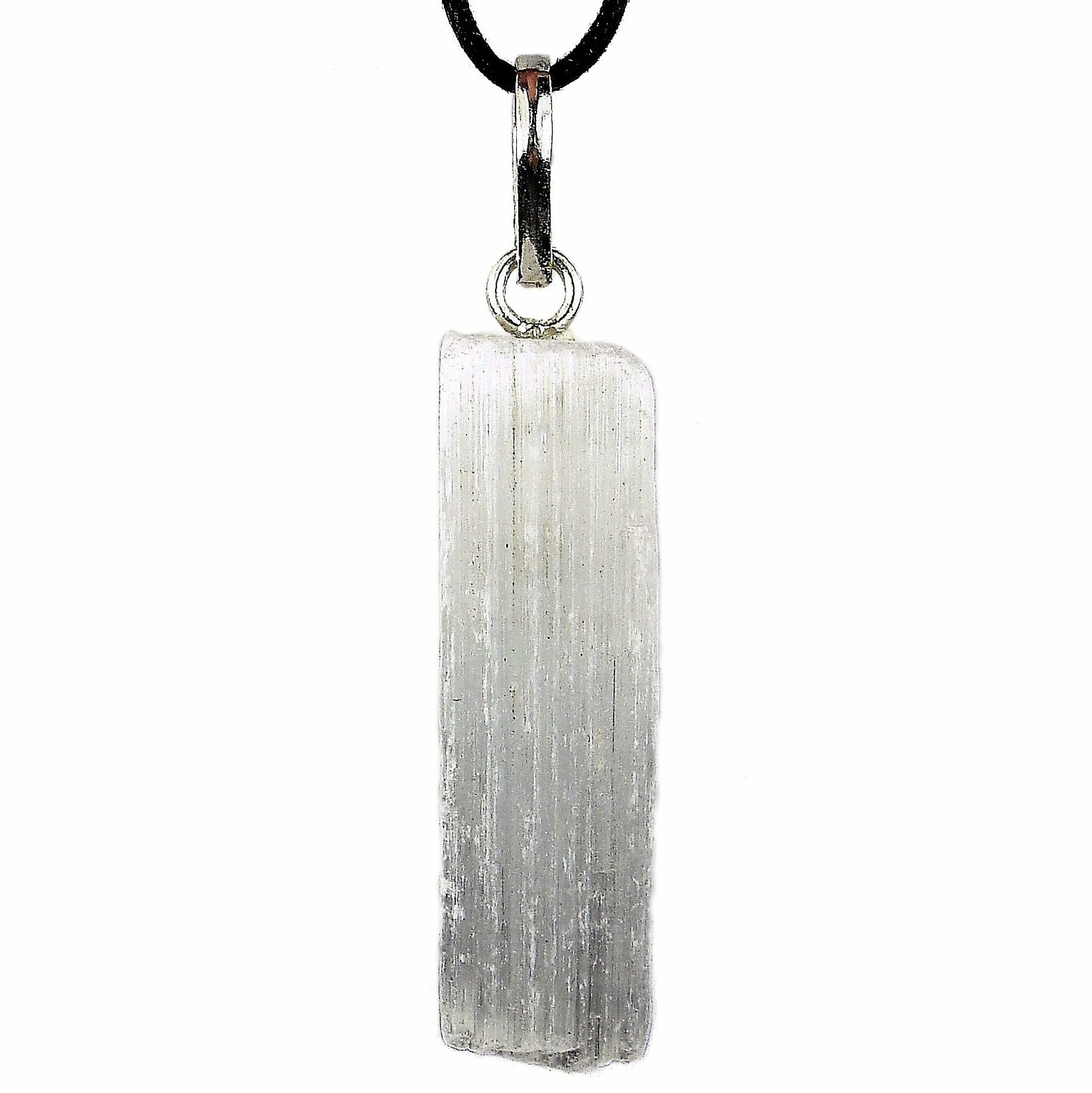(1) Satin Spar Selenite Natural Rough Crystal Pendant with Description ...