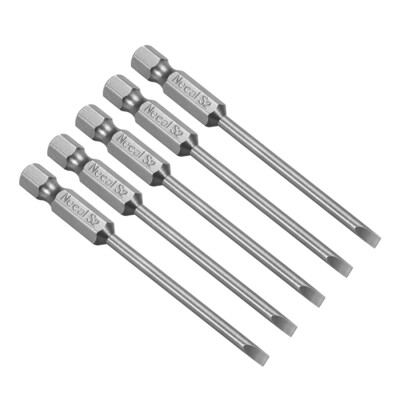 5pcs 1/4" Hex Shank 75mm Length Magnetic SL3 Slot Head Screwdriver Bits ...