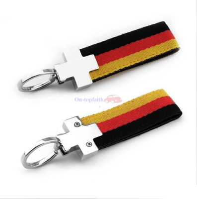 Germany DE Flag Sport Metal+Cloth Car Key Ring chain Keychain Fit Audi ...