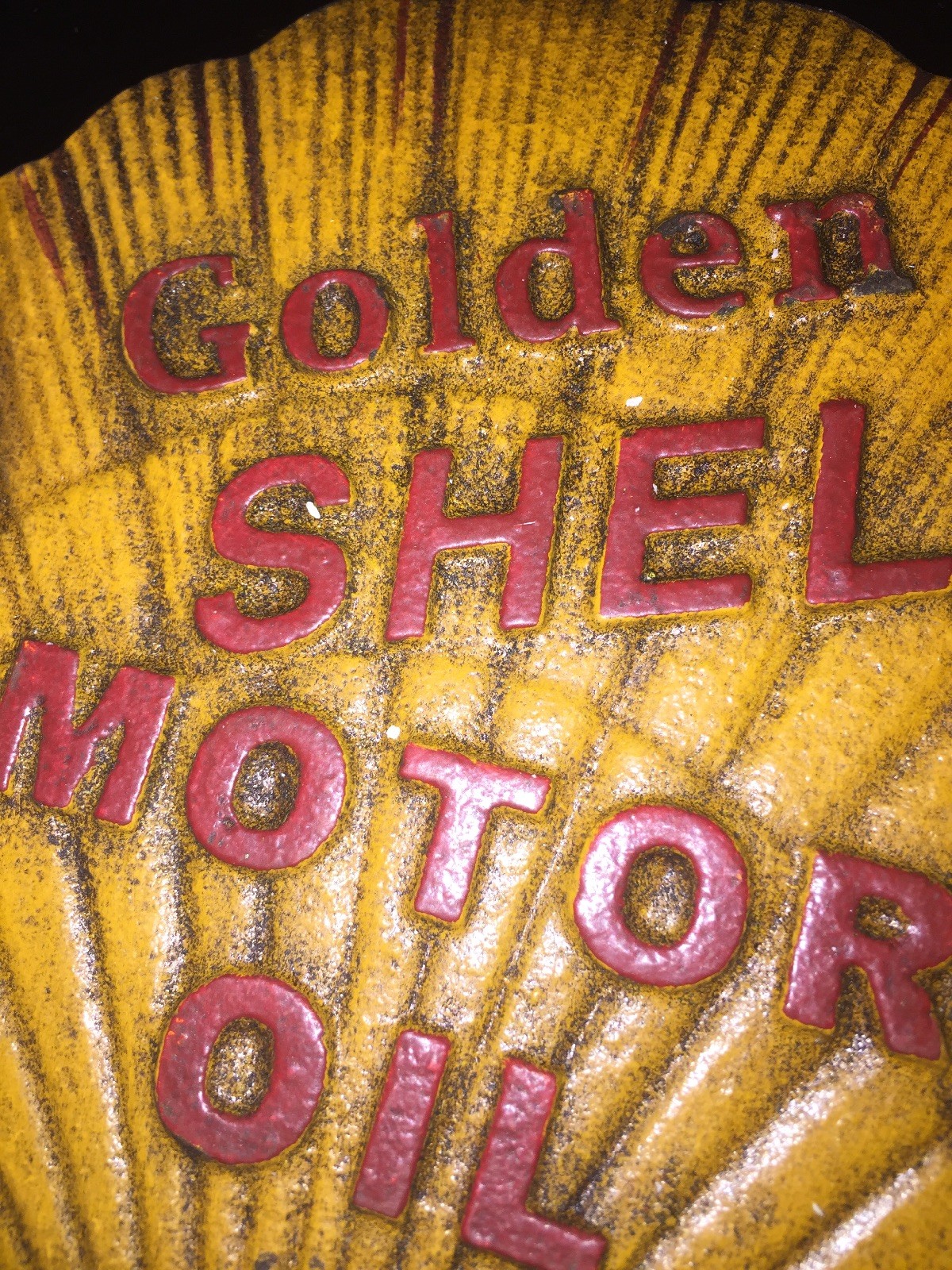 Cast Iron Shell Oil Sign Coal Gas Advertisement 1/4 inch HOTROD Plaque ...