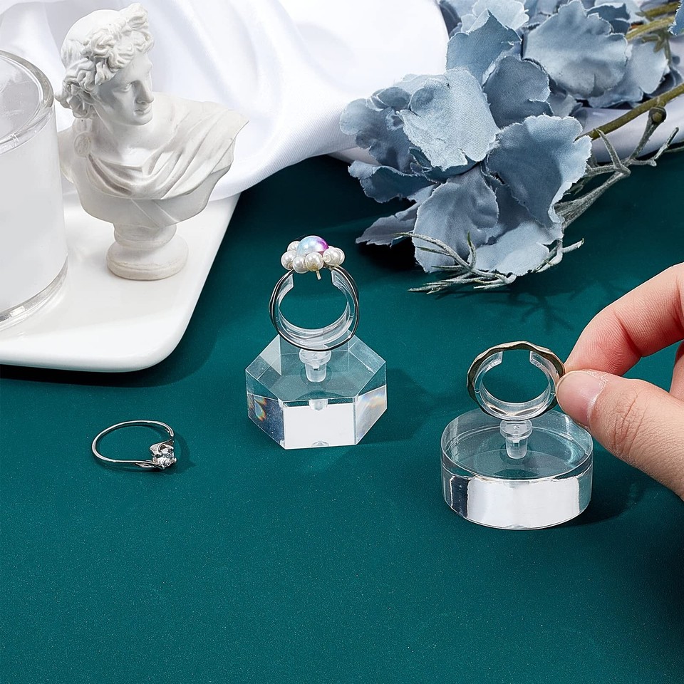 FINGERINSPIRE 2Pcs Ring Holder Blocks Acrylic Ring Display Stand Ring ...