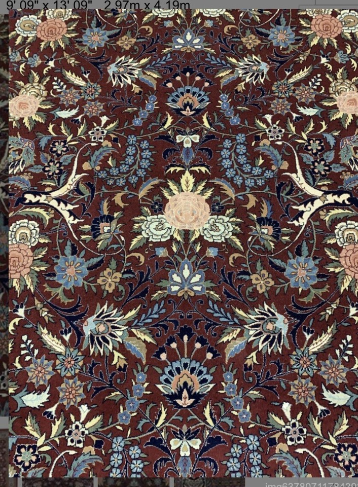 Chinese Wool & Silk Red Keshan Area Rug New Rare Beauty Elegance 9.9 X ...