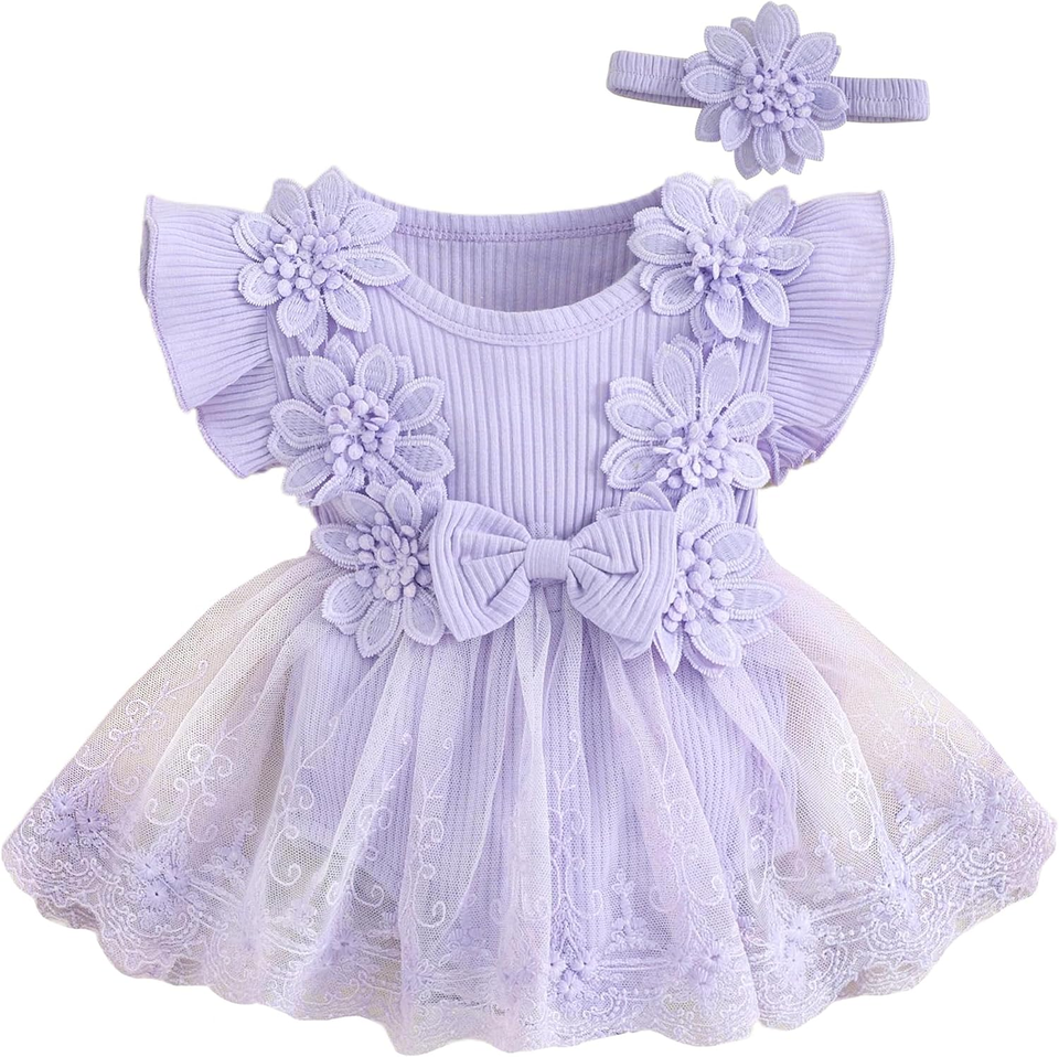 Newborn Baby Girl Romper Summer Dress Baby Floral Dress First Birthday ...