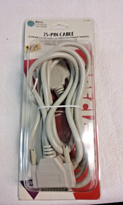1995 Woods 25 Pin 10 ft Parallel Printer Cable DB25 Serial Parrel ...