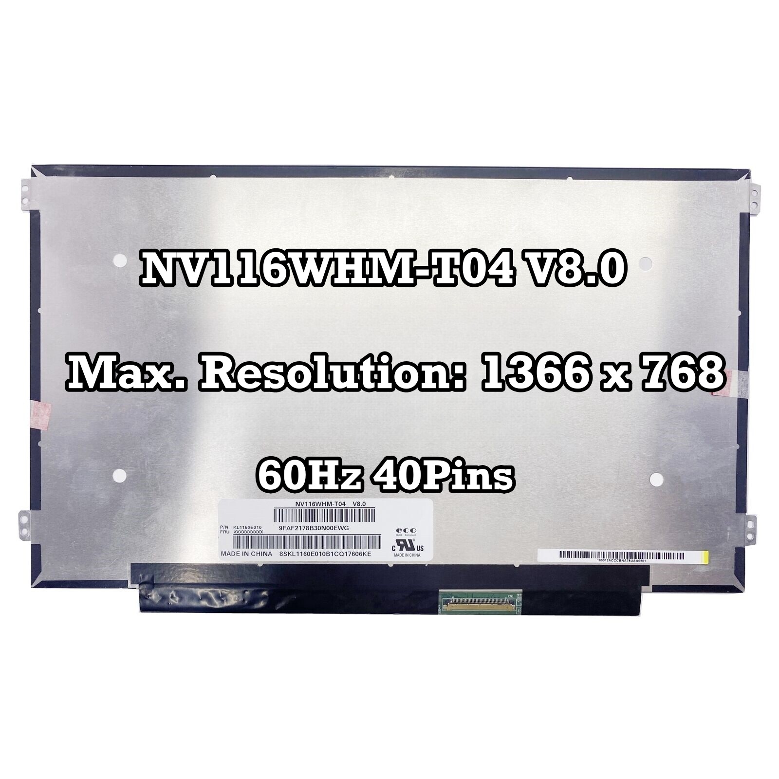 NV116WHM-T04 V8.0 11.6" Laptop LCD Screen Touch IPS HD WLED eDP 40pins ...