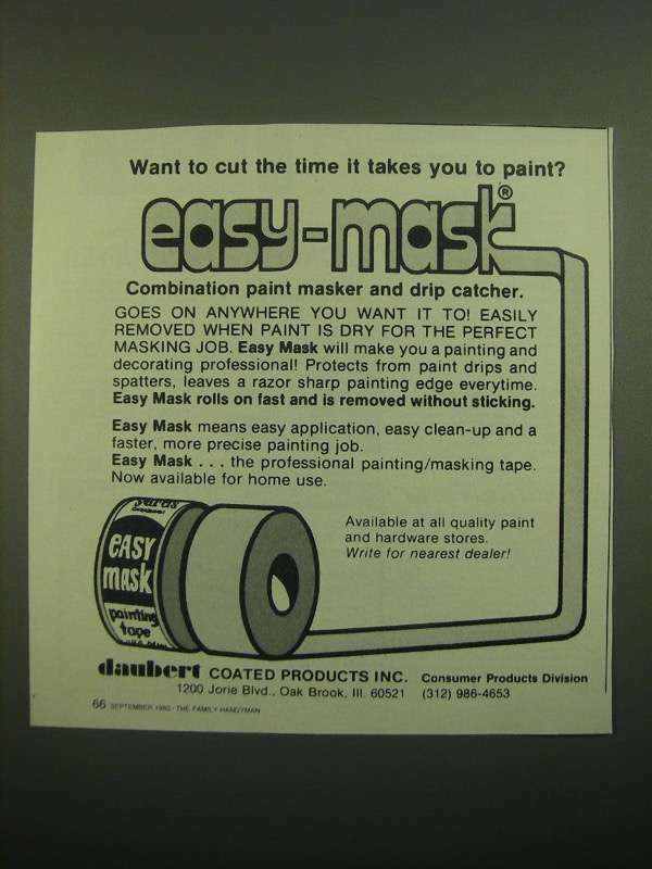 1980 Daubert Easy Mask Painting Tape Ad - Want to Cut the Time | eBay