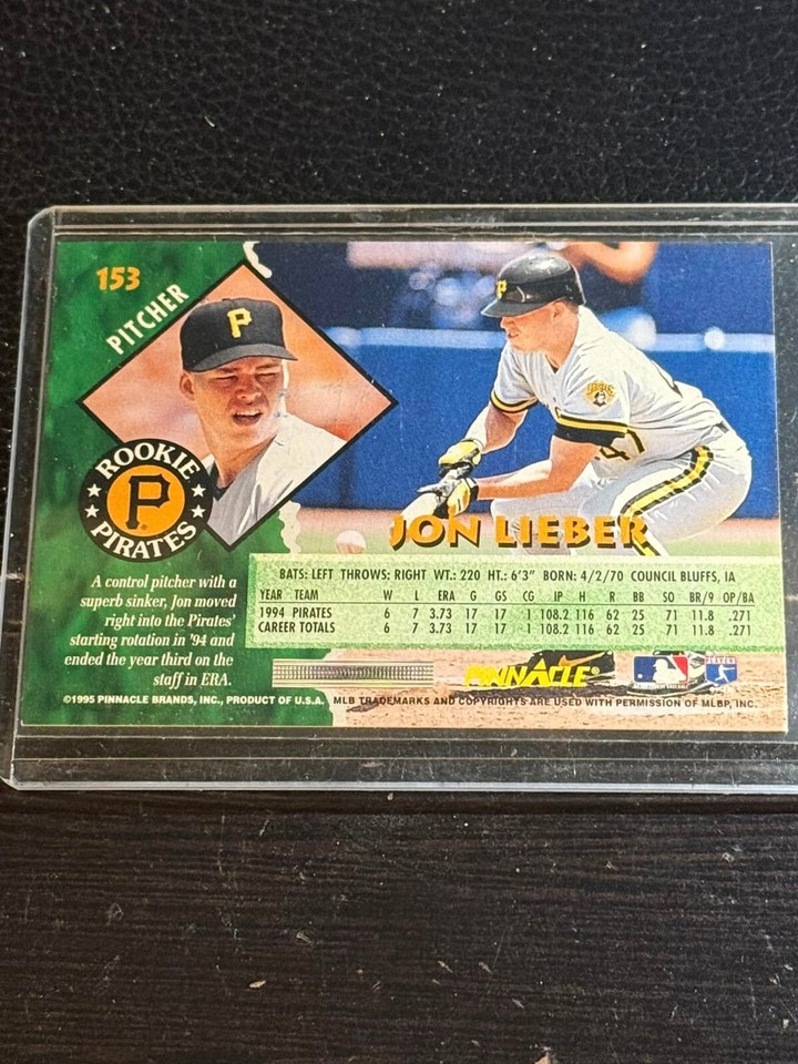Jon Lieber Autograph 1995 Pinnacle Autographed Card PIRATES | eBay