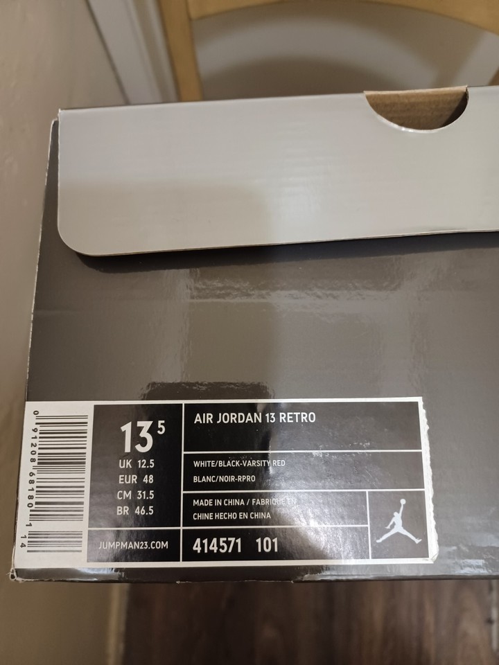 NIKE AIR JORDAN 13 XIII RETRO SZ 13.5 BRAND NEW AUTHENTIC RED/WHITE ...