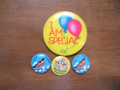 LOT of 4 Vintage Religious/Happy Birthday 1950's-80's Metal Pinback Pin ...